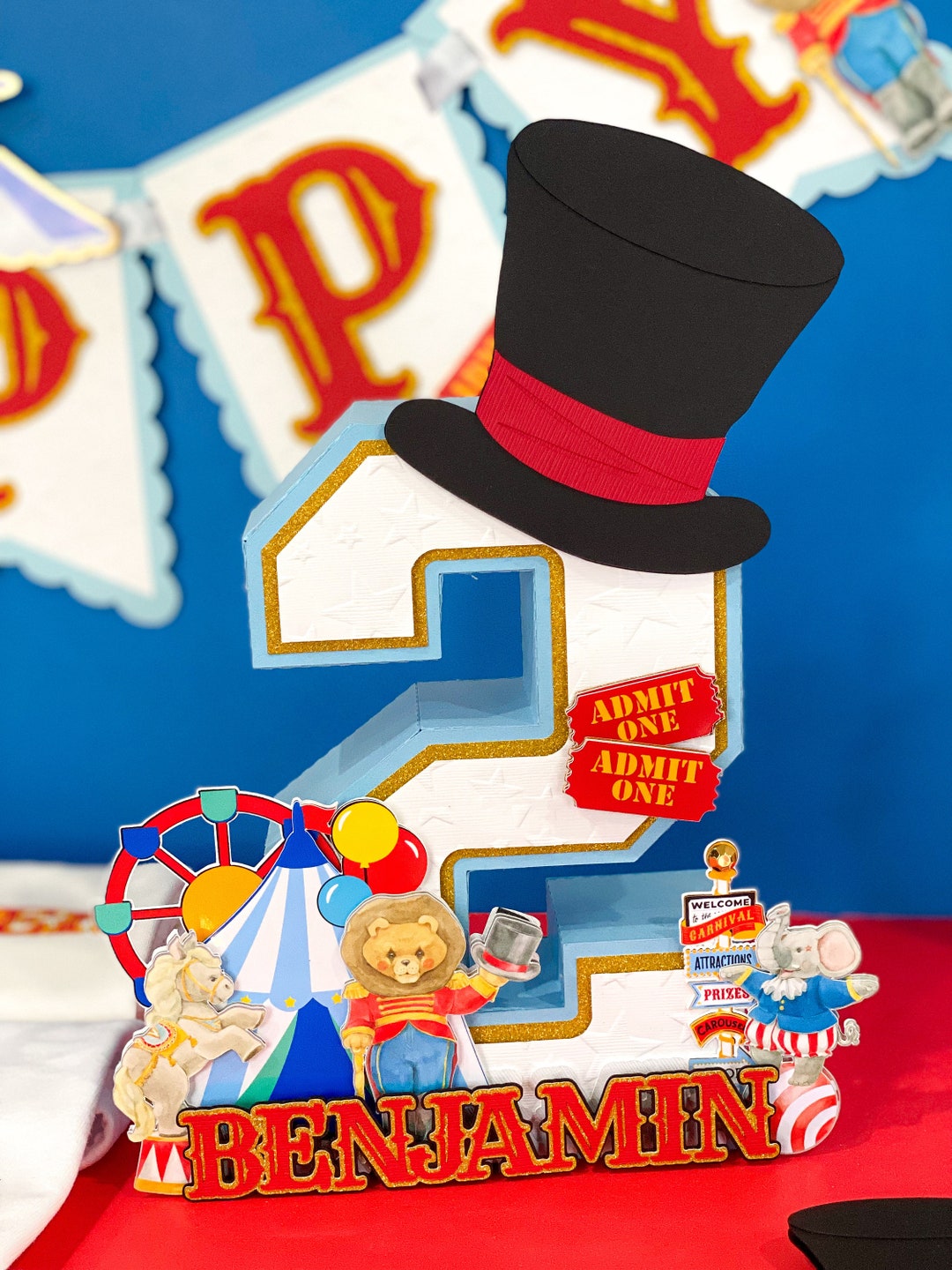 Large Circus 3D Letters or Numbers With Name | Carnival Party Theme ...