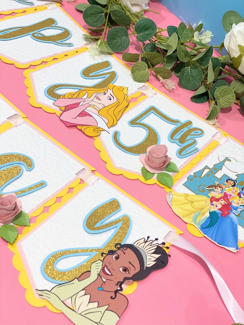 Happy Birthday Banner Disney Princesses Theme Party - Etsy