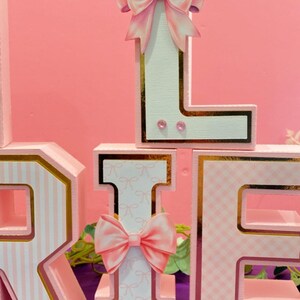 Coquette 3D Letters or Numbers| Pink Bow Baby Shower Party Theme ...
