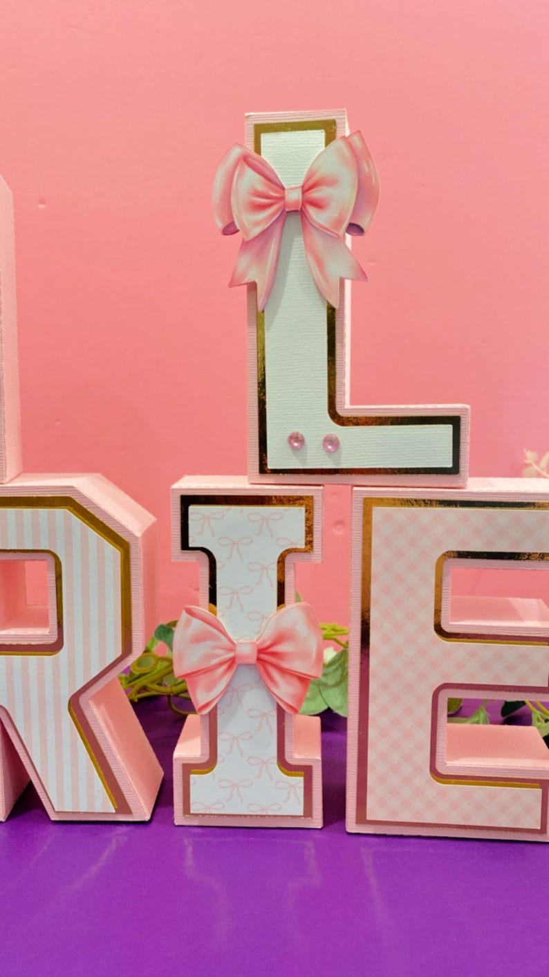 Coquette 3D Letters or Numbers| Pink Bow Baby Shower Party Theme ...