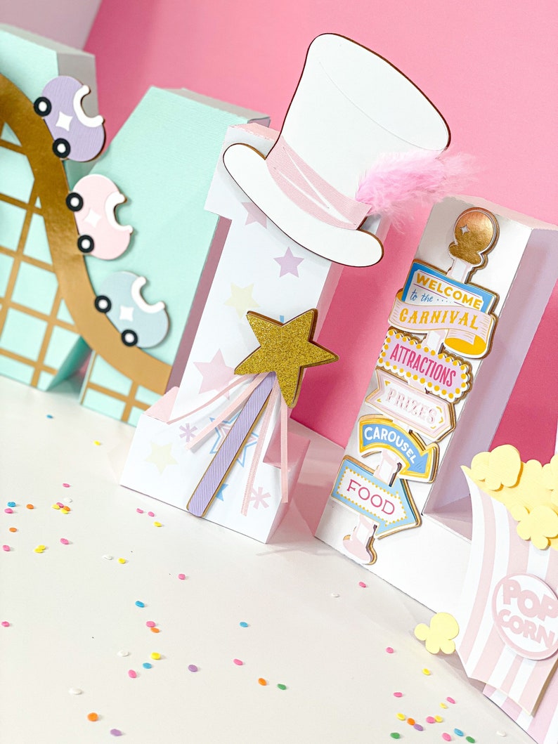 ONE Circus Theme 3D Letters Carnival Party Theme Pastel - Etsy