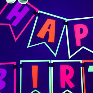 Neon Theme Birthday Banner | Personalized Birthday Banner | Neon Theme ...
