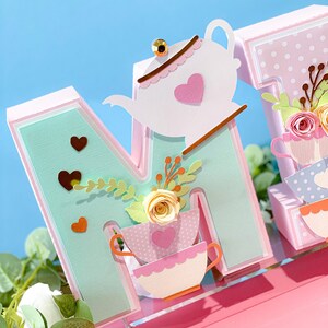 Tea Party Theme 3D Letters | Teapot Party Theme | Floral Pink Gold ...