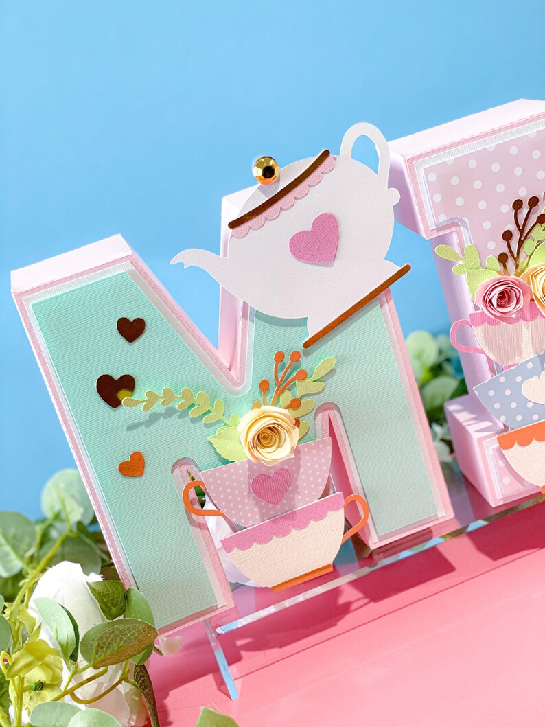 Tea Party Theme 3D Letters Teapot Party Theme Floral Pink - Etsy