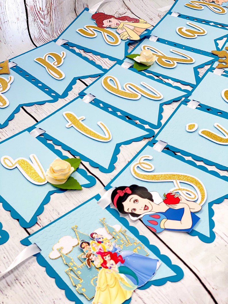 Happy Birthday Banner Disney Princesses Theme Party - Etsy