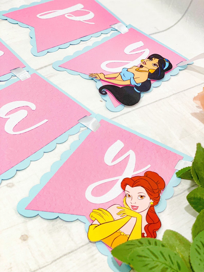 Happy Birthday Banner Disney Princesses Theme Party - Etsy