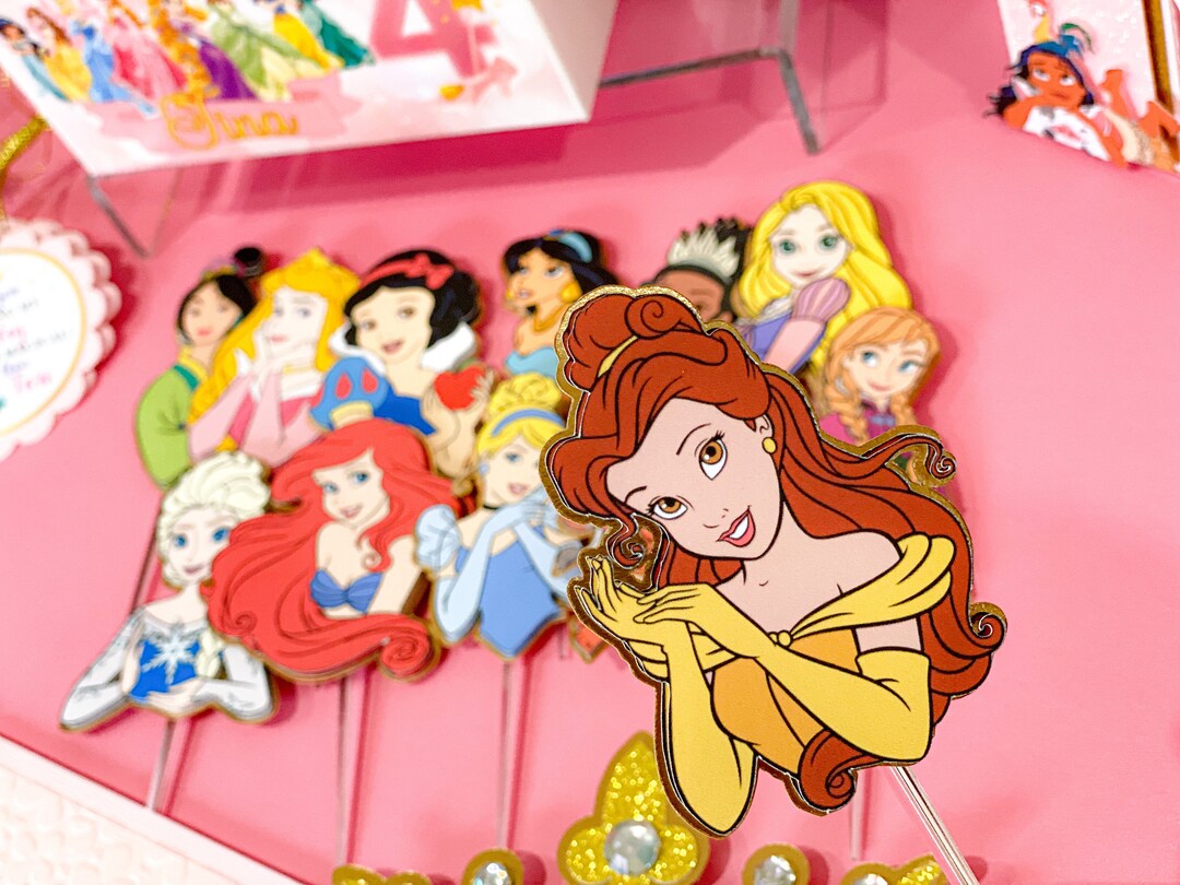 Set of 12 Cupcake Toppers | Disney Princesses Theme Party | Princess ...