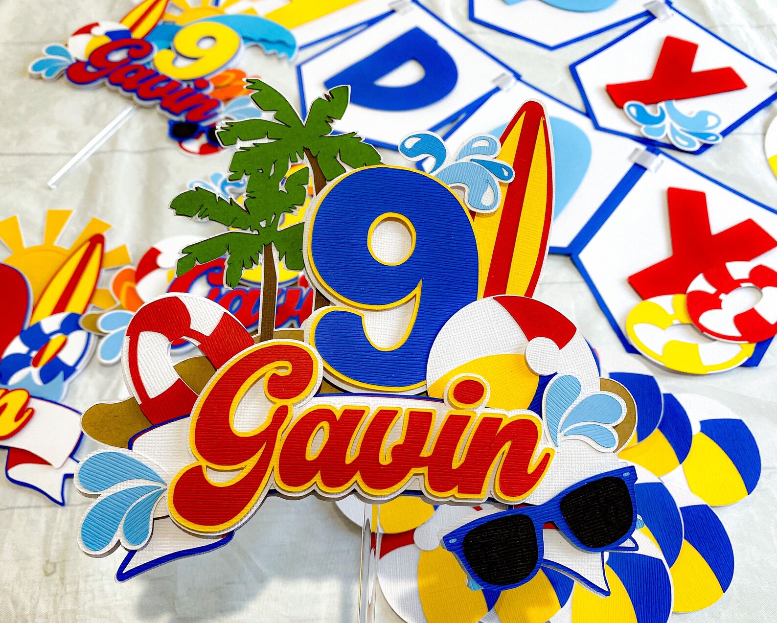 Pool Party Cake Topper Beach Party Cake Topper Summer - Etsy