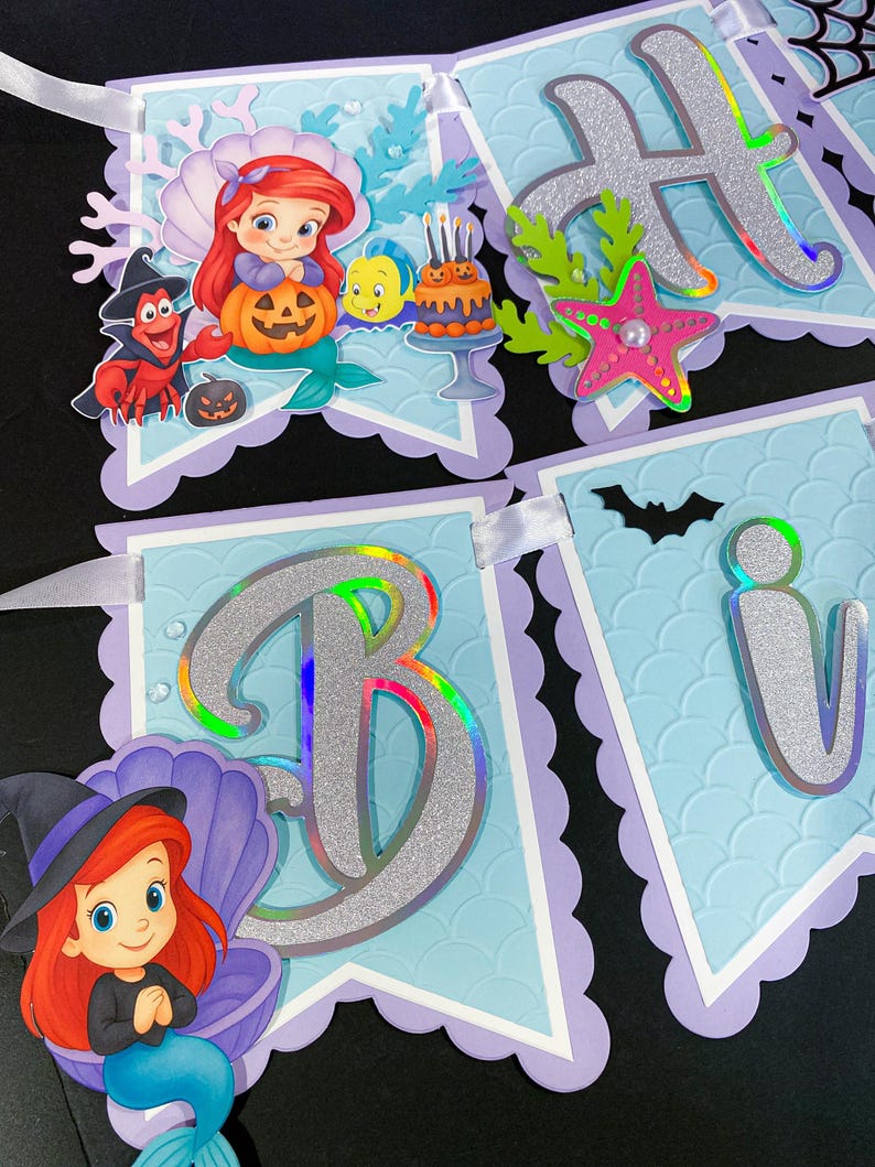 Witchy Disney Baby Ariel Happy Birthday Banner |girls Party Little ...