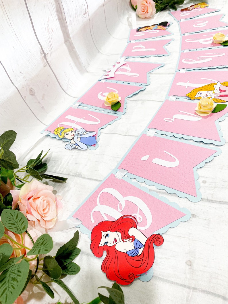 Happy Birthday Banner Disney Princesses Theme Party - Etsy