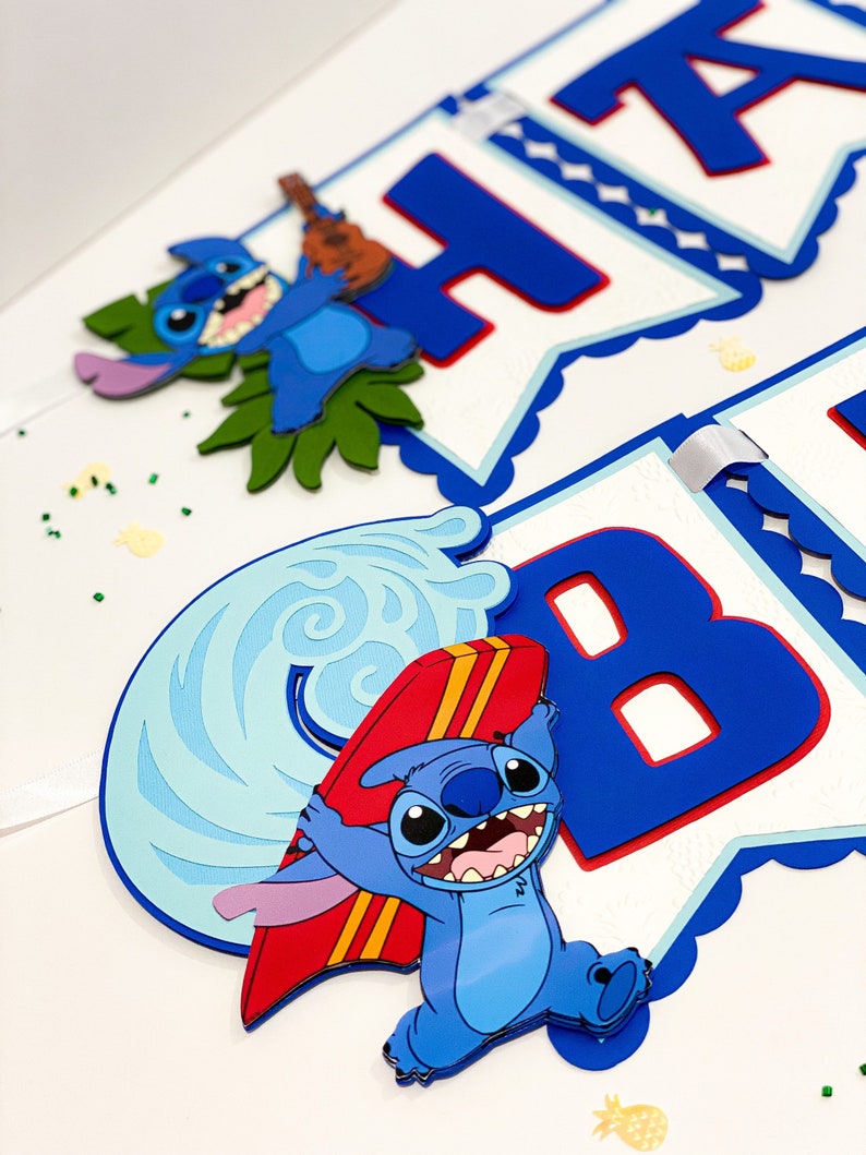 Lilo and Stitch Theme Birthday Banner | Personalized Birthday Banner ...