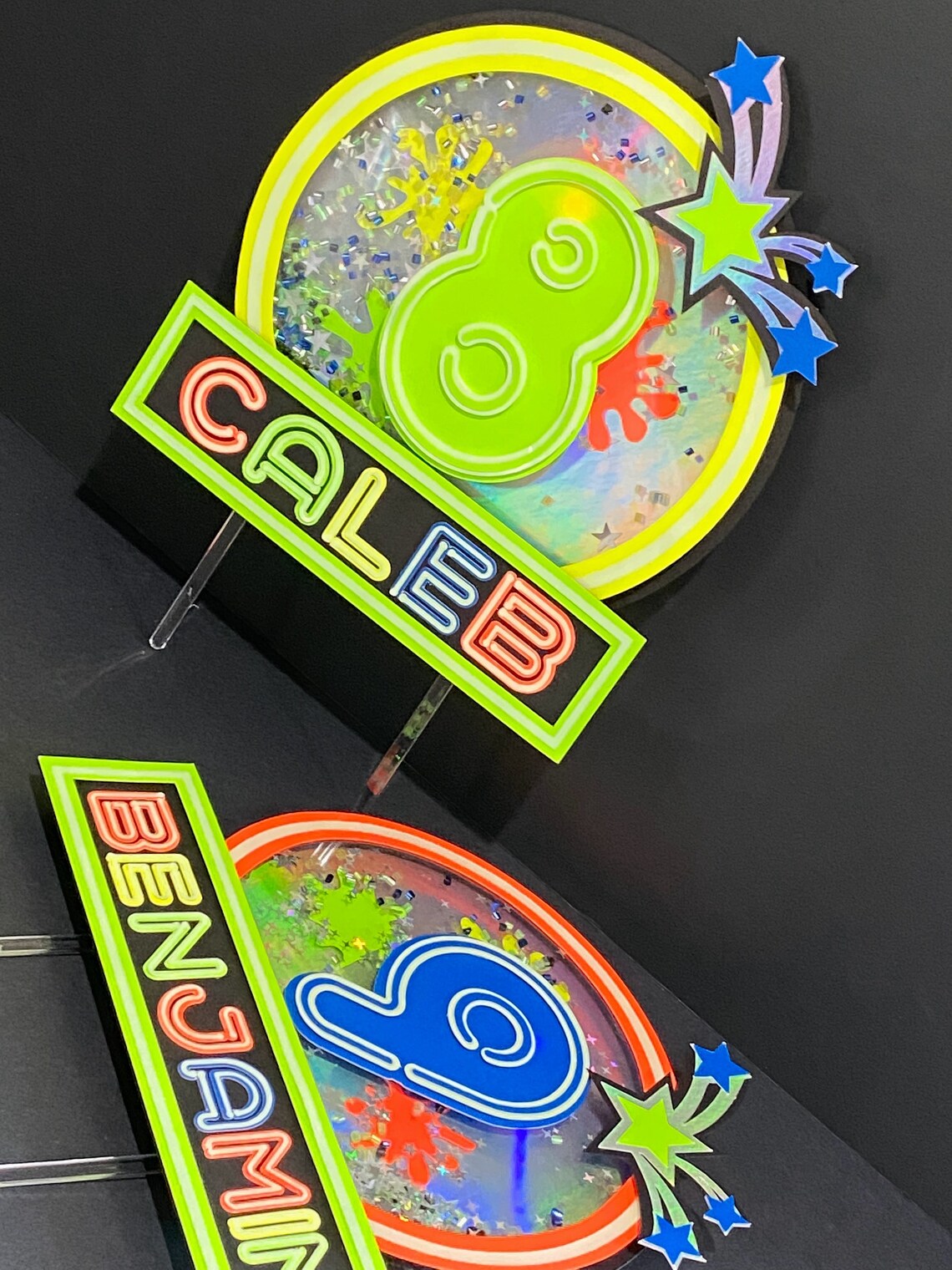 Neon Theme Cake Topper Personalized Cake Topper Glow in - Etsy