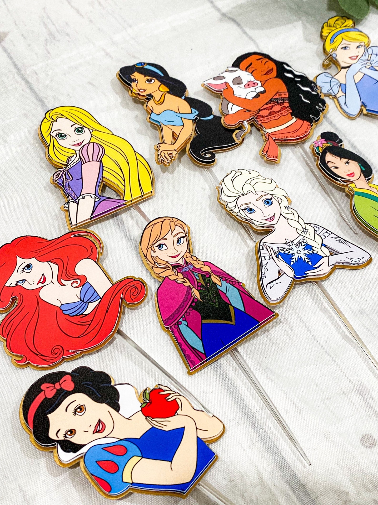 Set of 12 Cupcake Toppers | Disney Princesses Theme Party | Princess ...