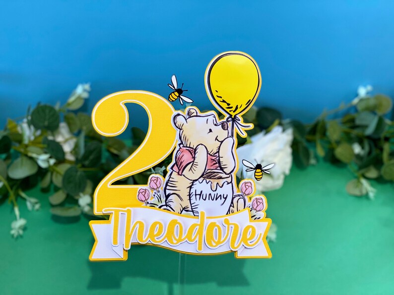 Yellow Winnie the Pooh Cake Topper | Baby Shower Cake Topper | Winnie ...
