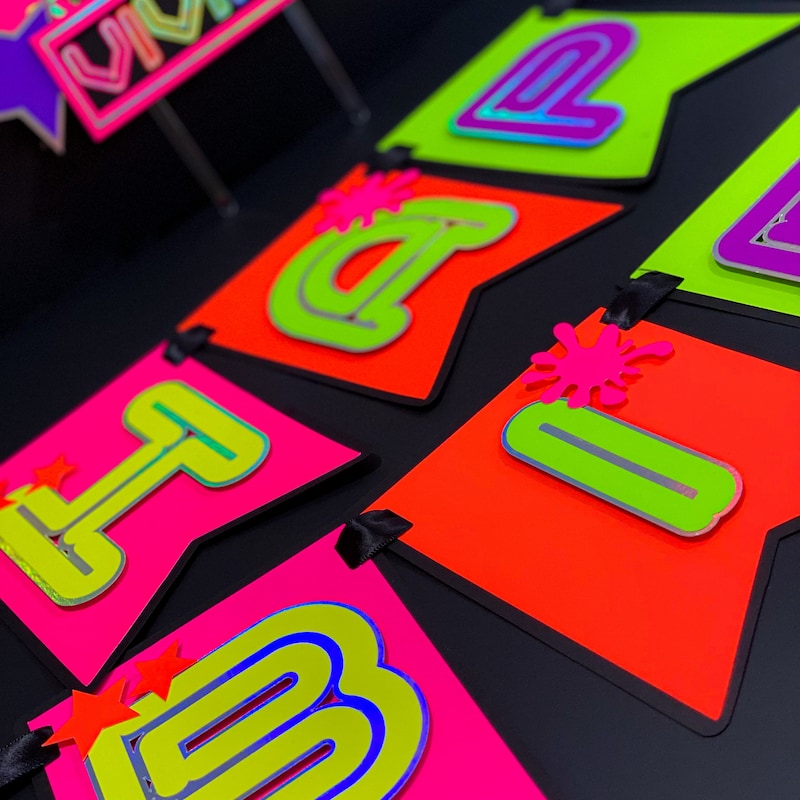 Neon Birthday Banner - Etsy