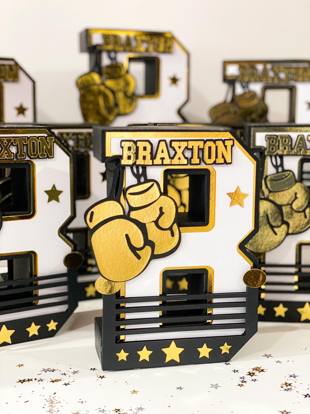 Gold Boxing Theme 3D Letters With Name | First Round Boxing Party Theme ...