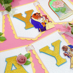 Happy Birthday Banner | Beauty and the Beast Princess Theme Party ...