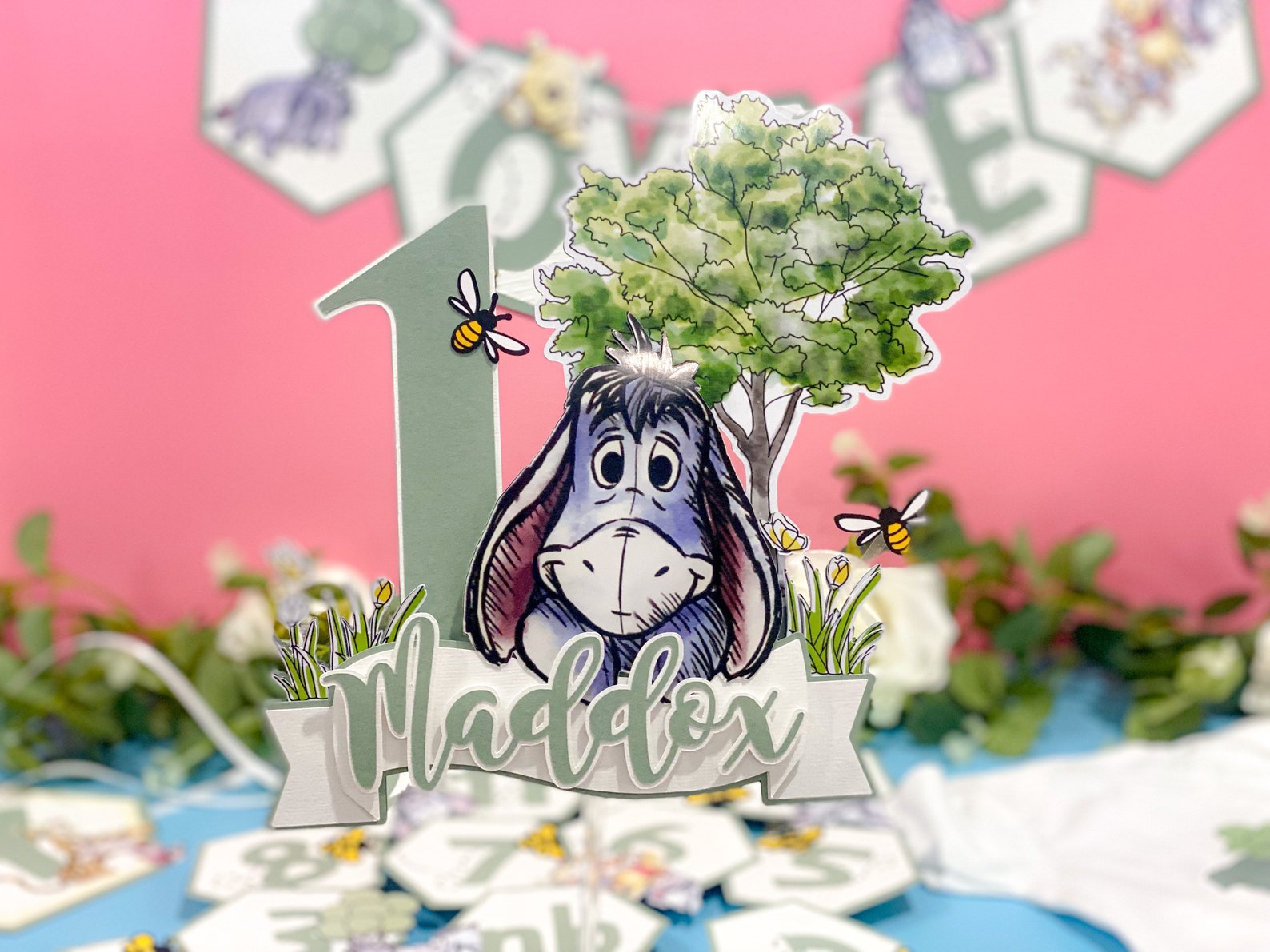 Blue Eeyore Winnie the Pooh Cake Topper | Baby Shower Cake Topper ...