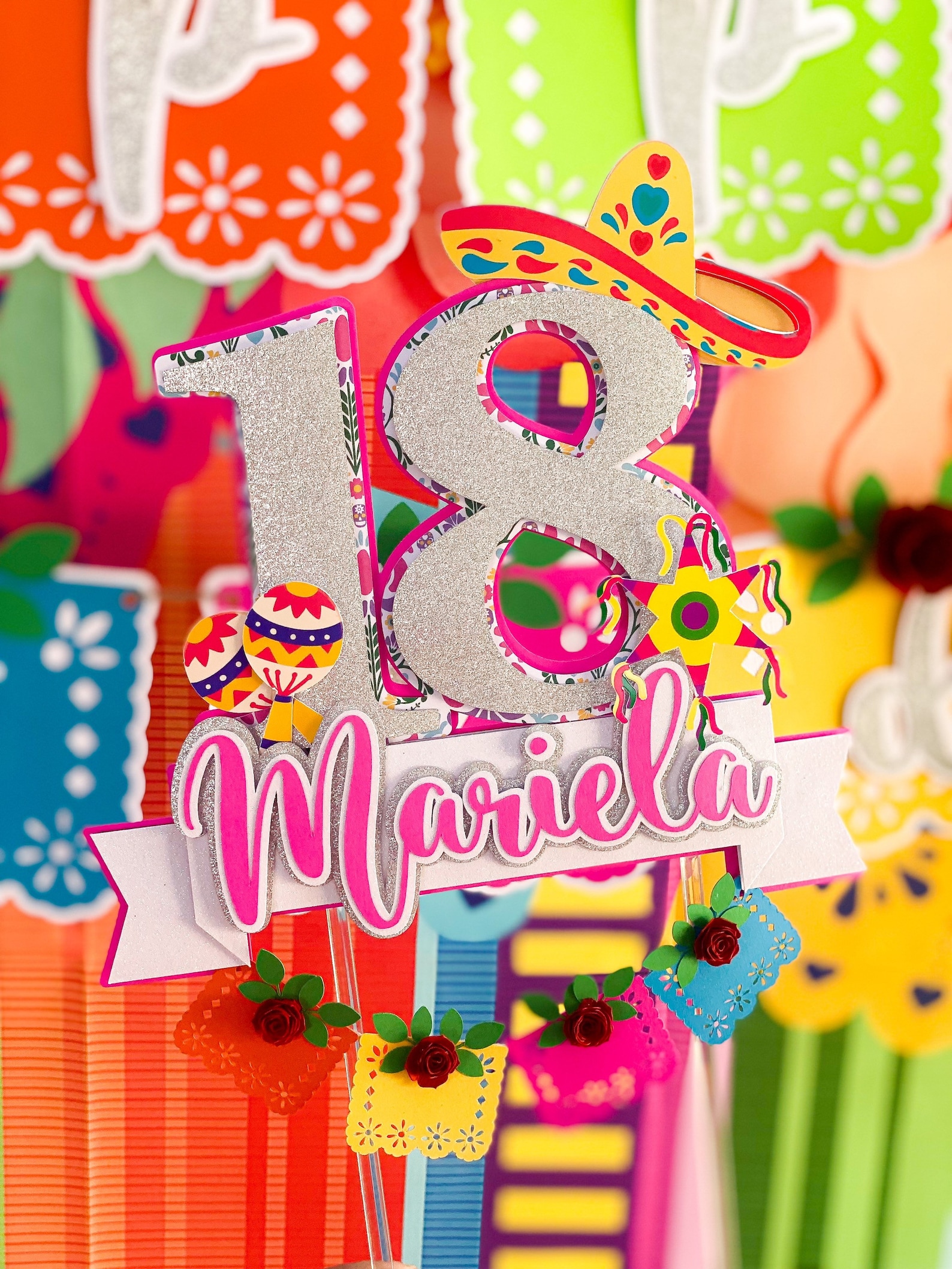 Fiesta Theme Cake Topper Papel Picado Party Decor Fiesta - Etsy