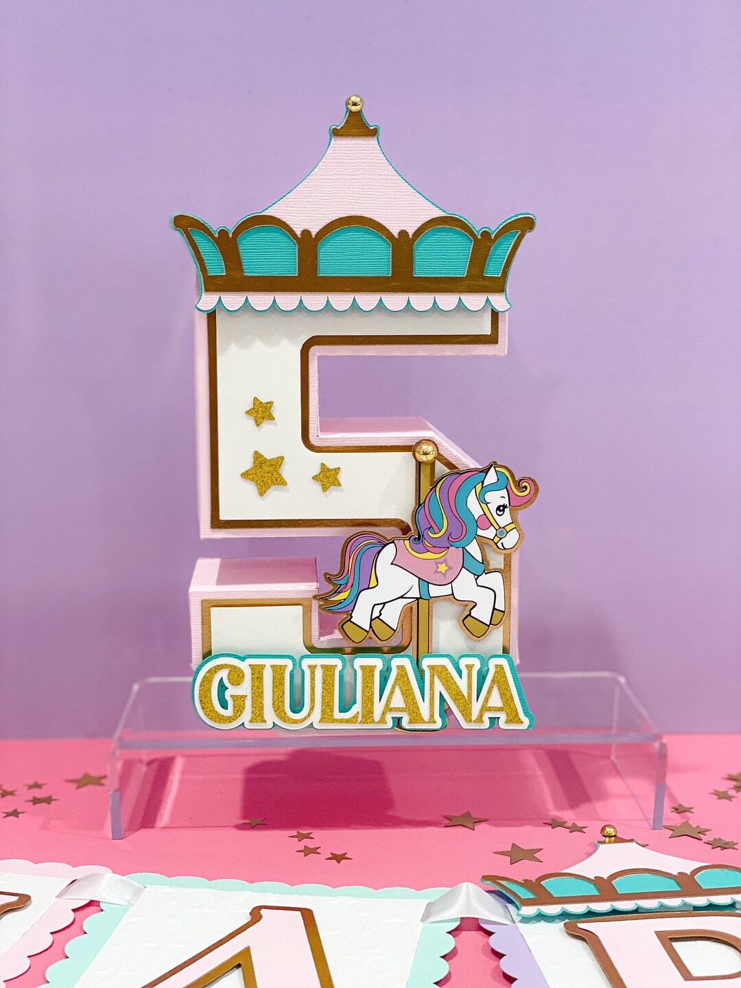 Carousel Carnival 3D Letter or Number With Name | Unicorn Carnival ...