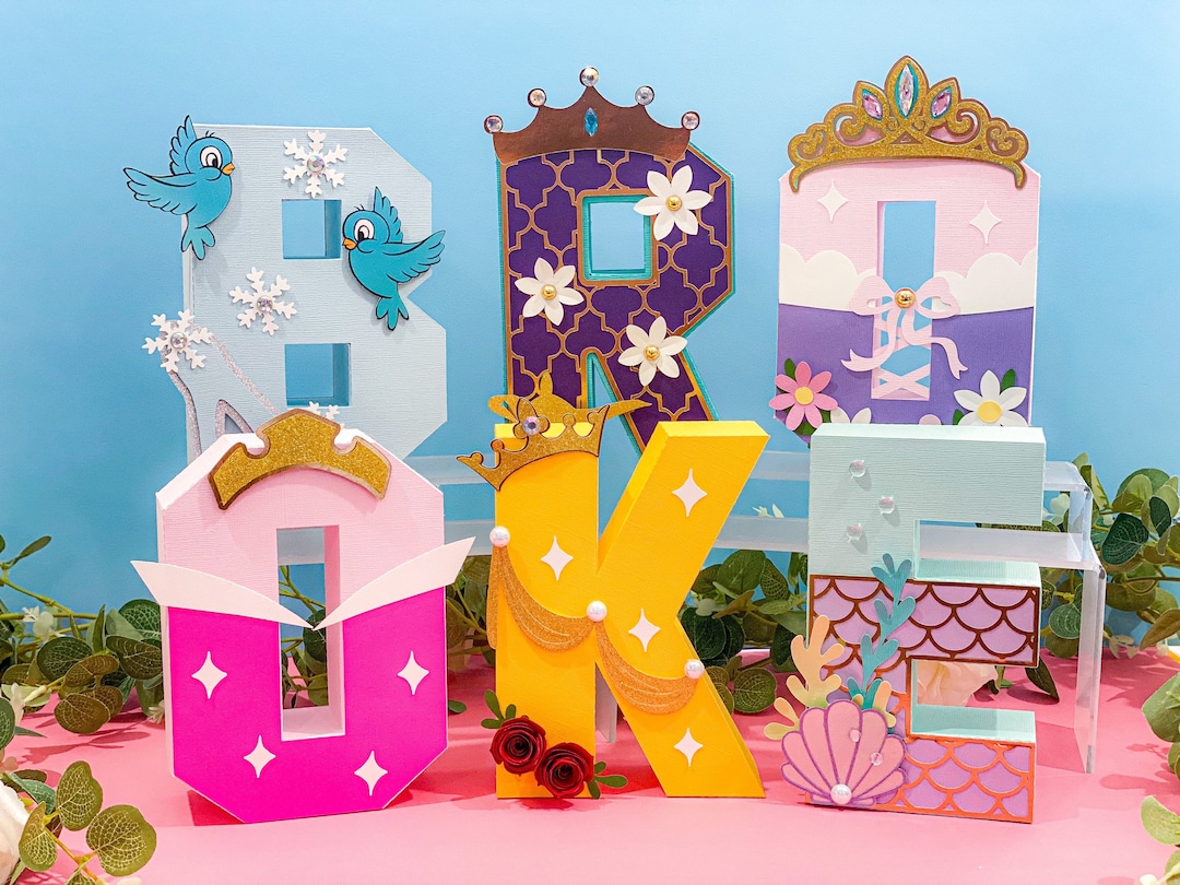 Princess Theme 3D Letters or Numbers | Princess Party Theme | Disney ...