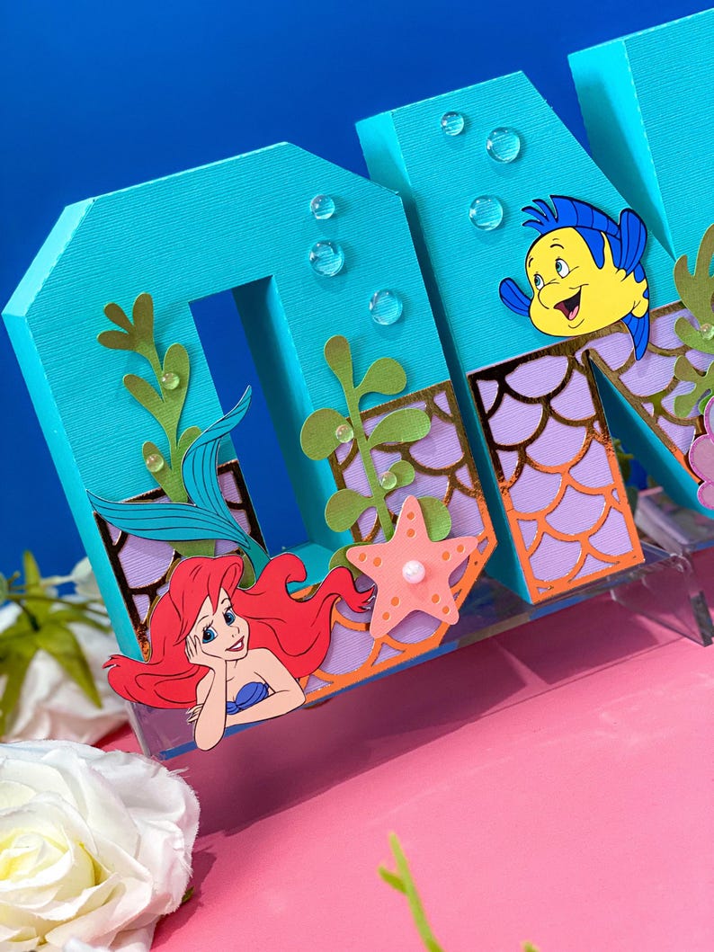 Little Mermaid Theme 3D Letters | Ariel Party Theme | Mermaid Birthday ...
