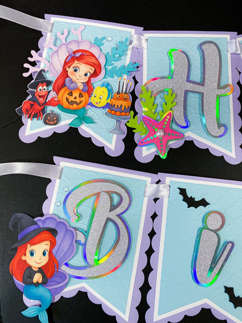 Witchy Disney Baby Ariel Happy Birthday Banner |girls Party Little ...
