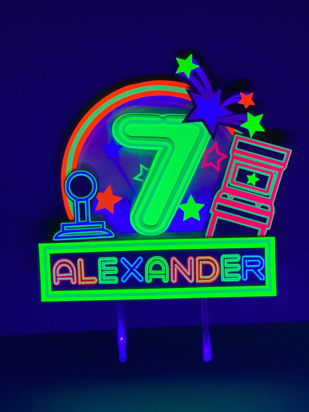 Glow Arcade Theme Cake Topper | Laser Tag| Glow in the Dark Theme Party ...