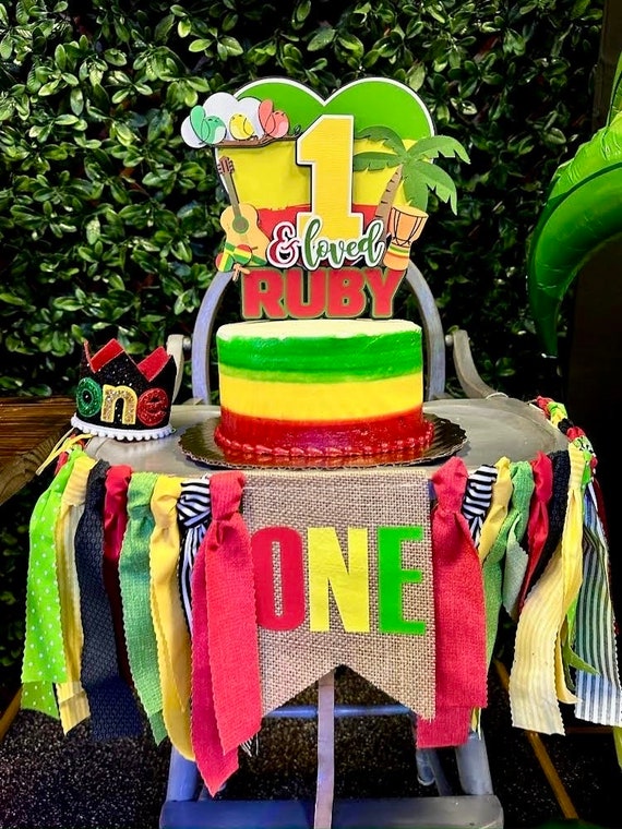 Jamaican Birthday Party Ideas One & Loved Cake Topper | Reggae Theme