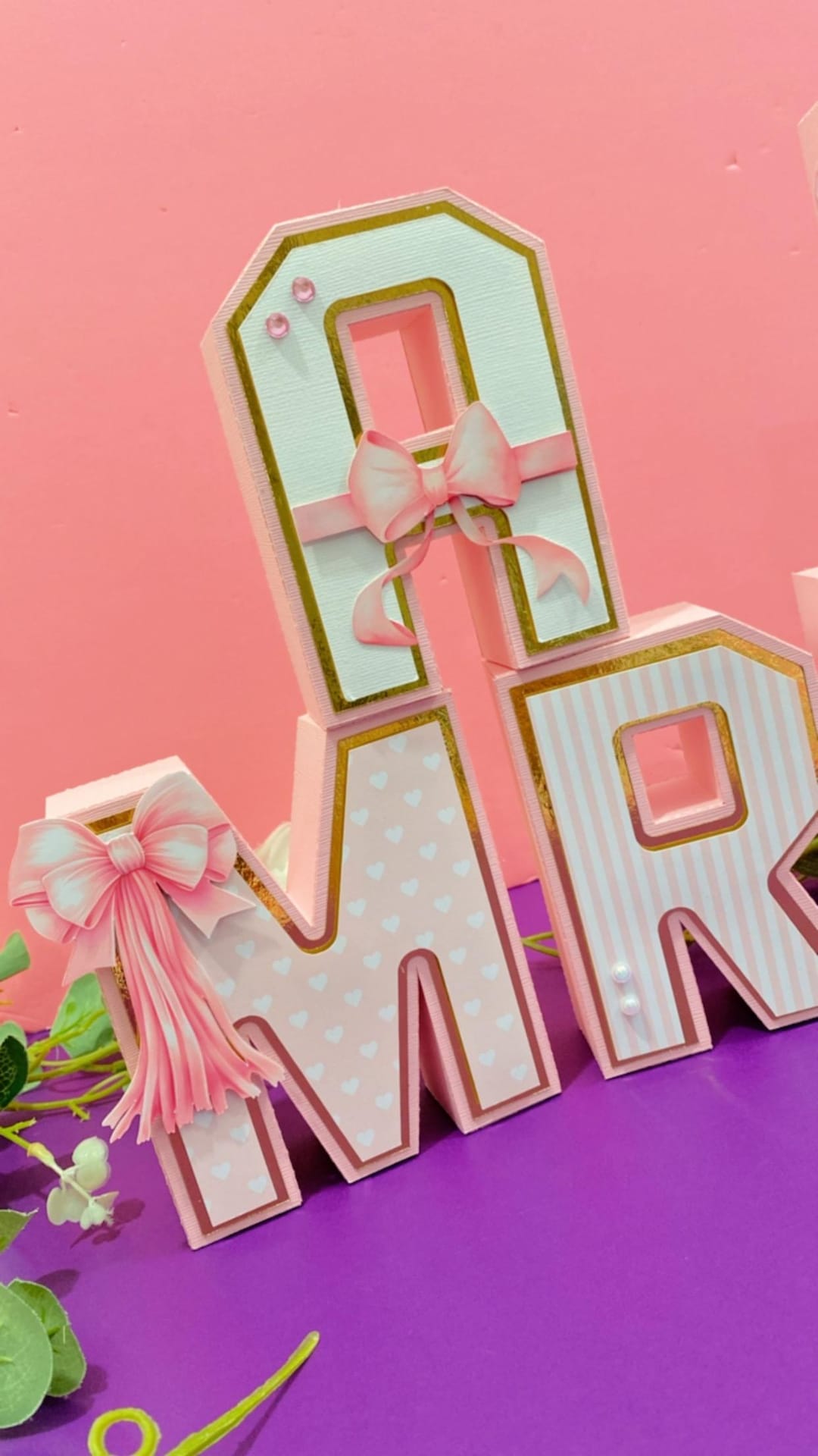 Coquette 3D Letters or Numbers| Pink Bow Baby Shower Party Theme ...