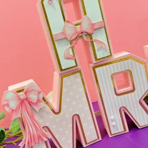 Coquette 3D Letters or Numbers| Pink Bow Baby Shower Party Theme ...