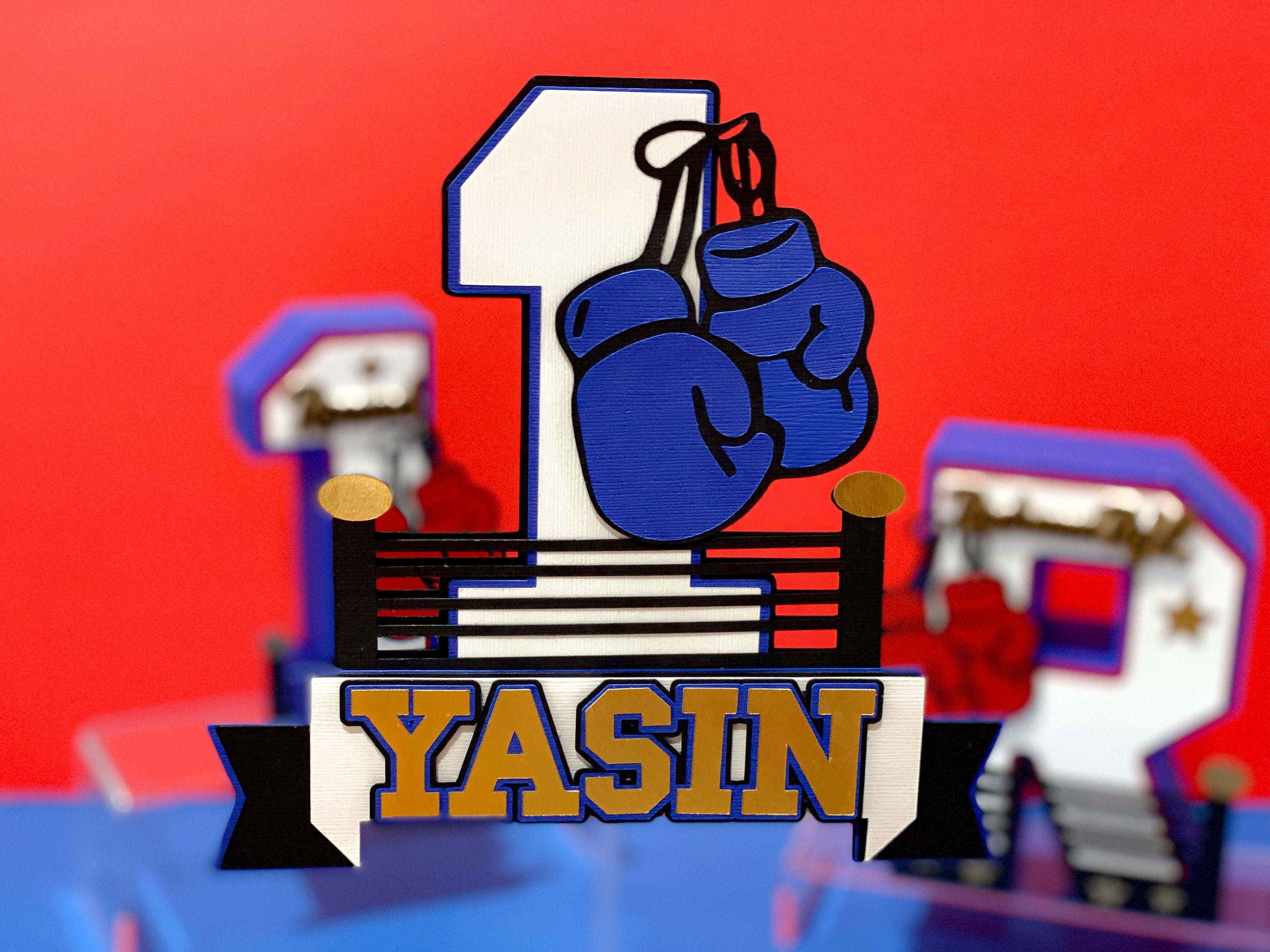 Blue Boxing Cake Topper Baby Shower Cake Topper First Round Wrestling ...