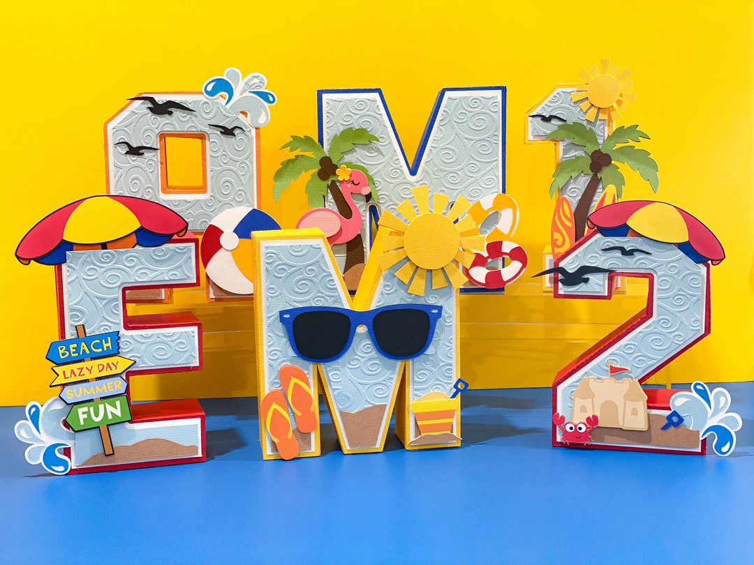 Pool Party Theme 3D Letters | Summer Beach Party Theme | Surfer ...