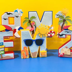 Pool Party Theme 3D Letters | Summer Beach Party Theme | Surfer ...
