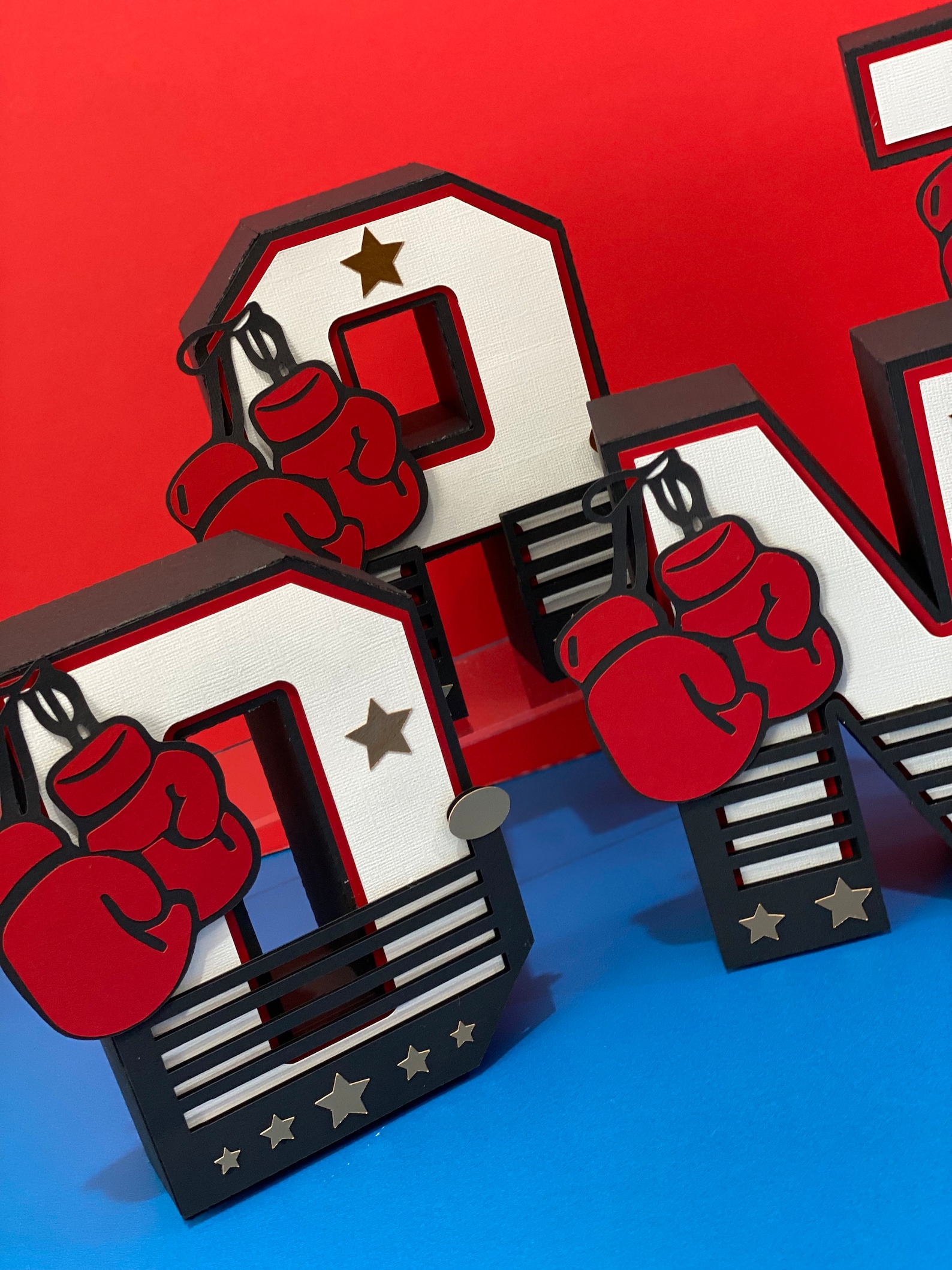 Boxing Theme 3D Letters or Numbers | First Round Boxing Birthday Party ...