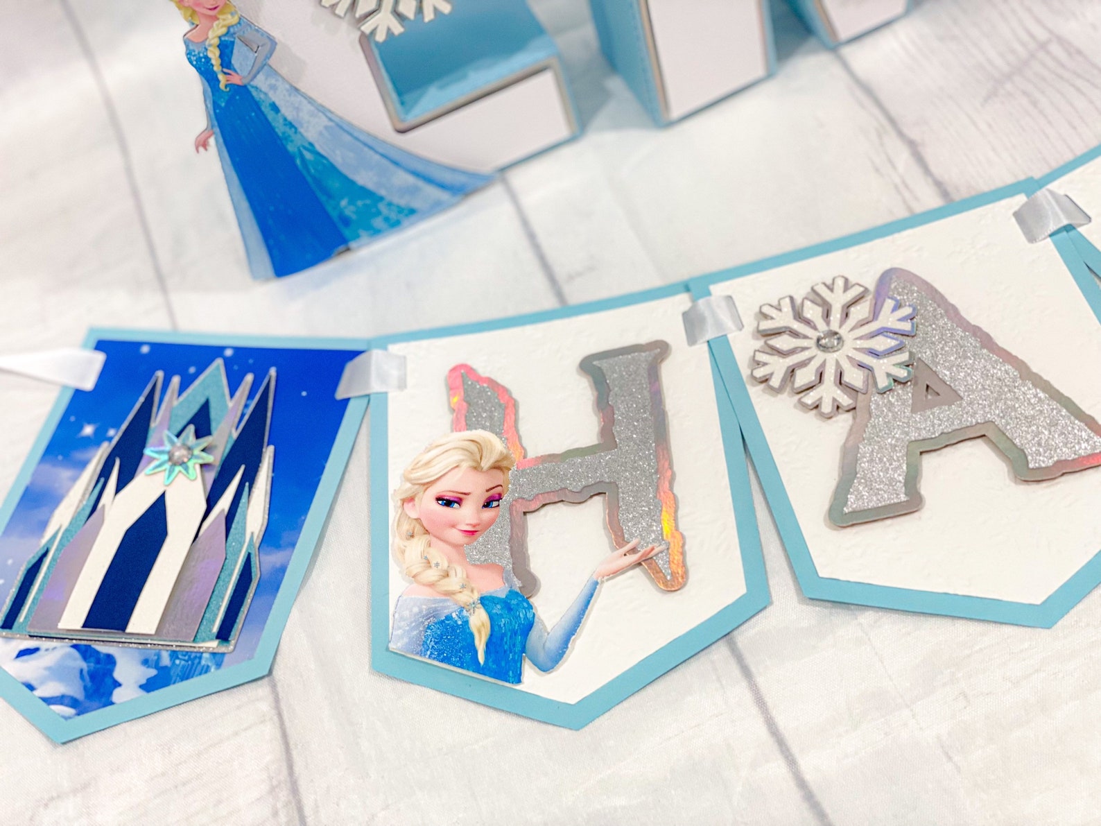 Frozen Happy Birthday Banner | Elsa Ice Princess Theme Party | Olaf ...