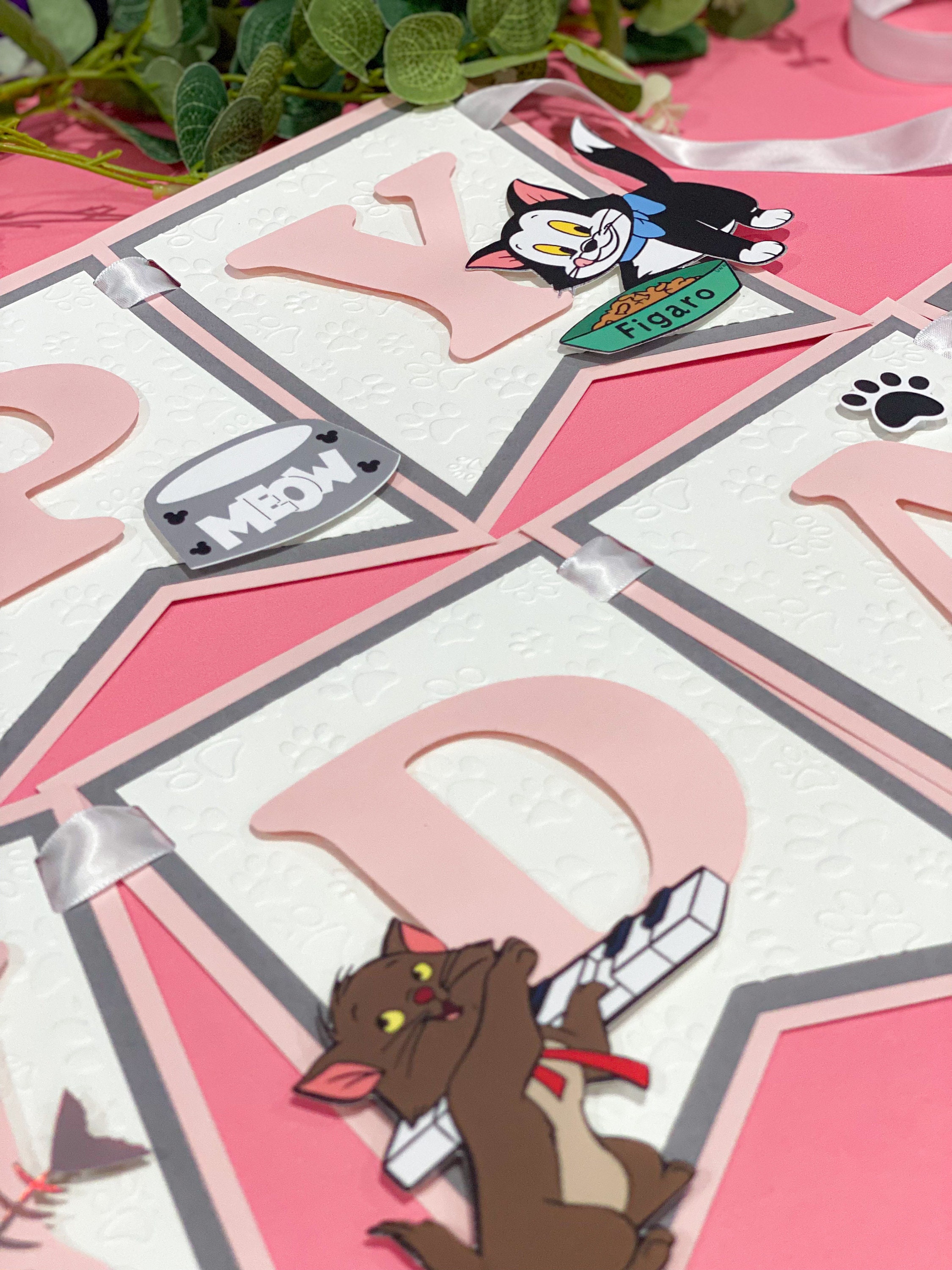 Pink Disney Cats Theme Banner | Cats Birthday Banner | Personalized ...