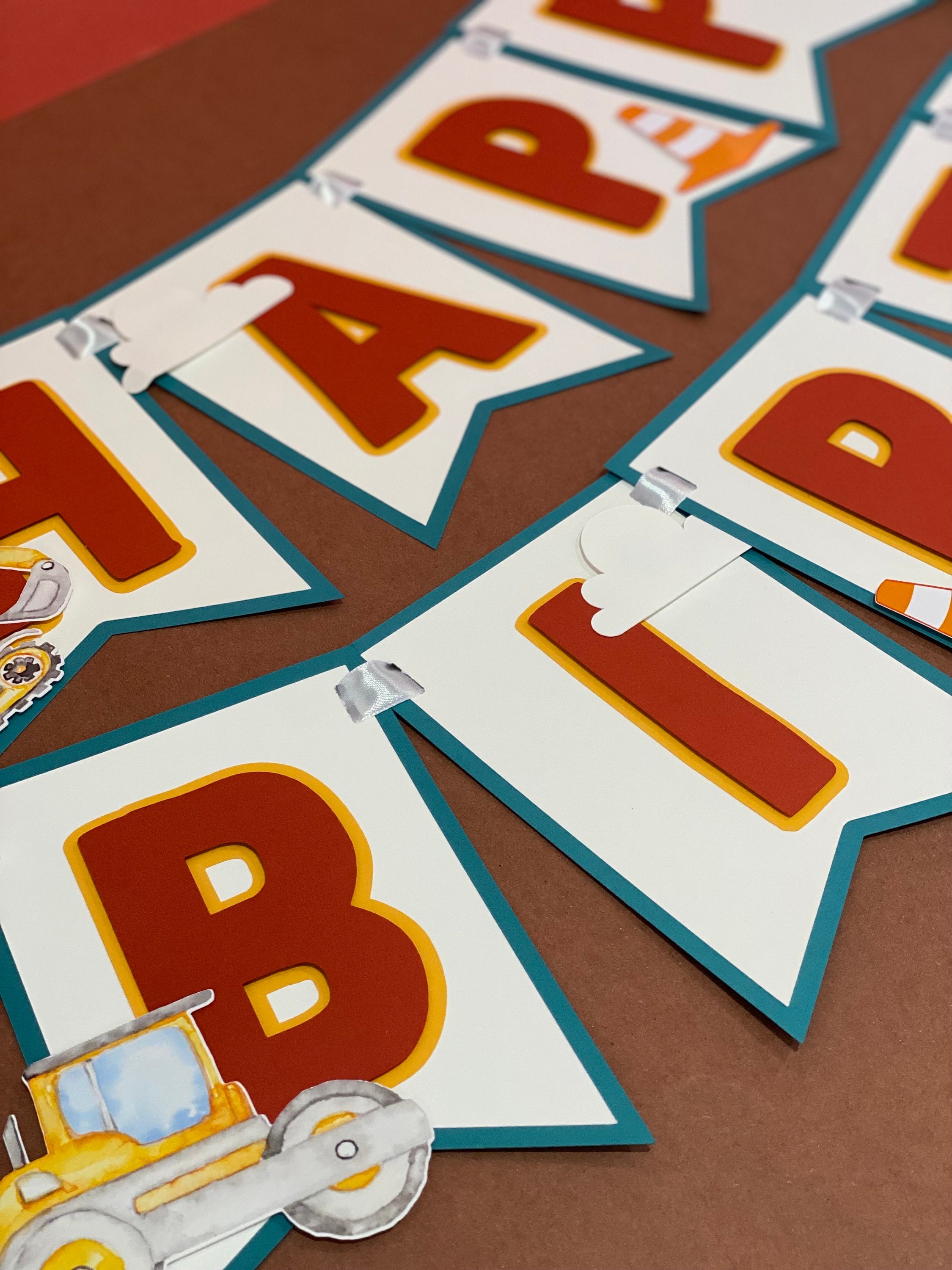 Kid’s Construction Birthday Banner | Digger Theme Party Supplies ...