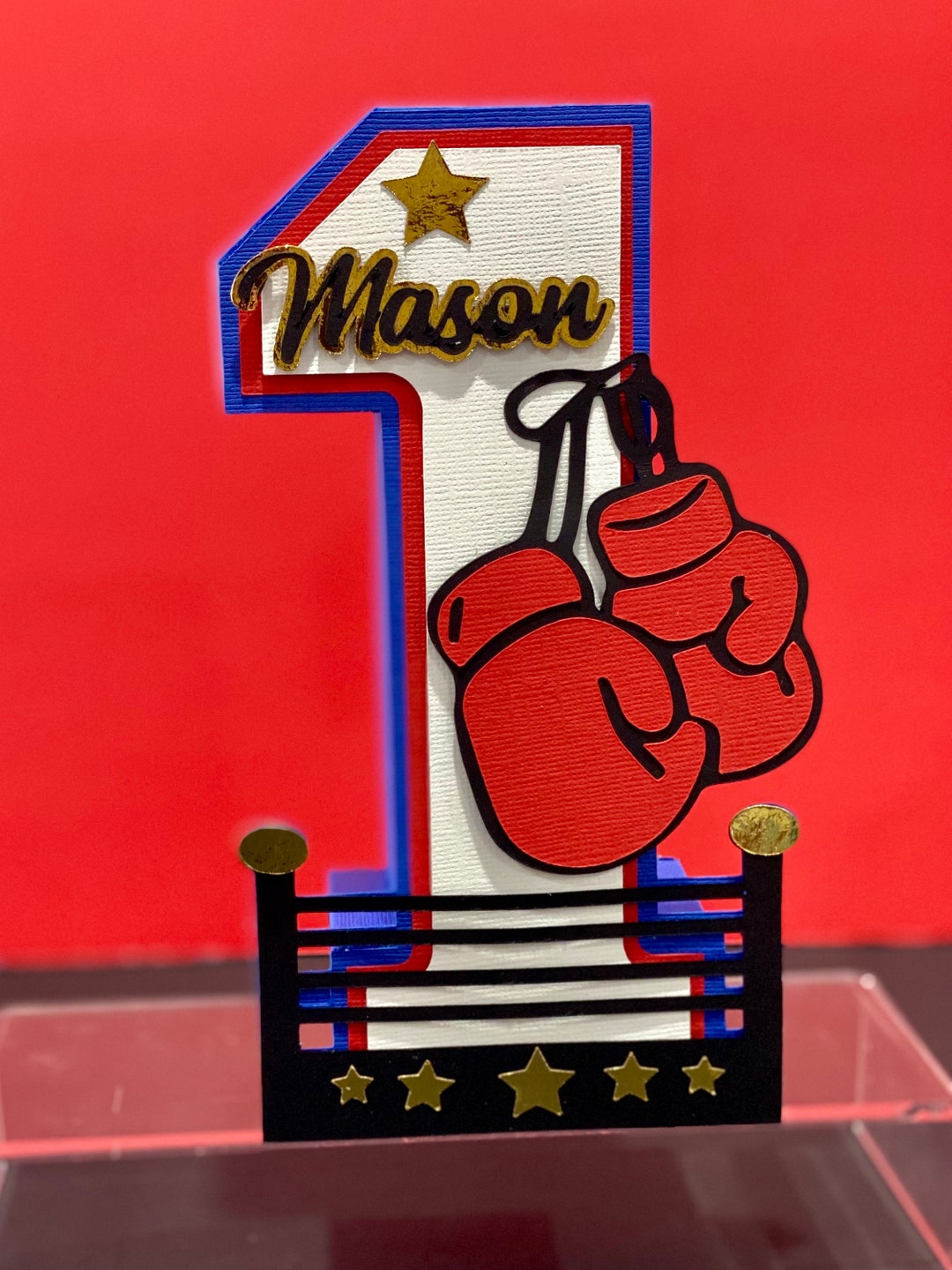 Blue and Red Boxing Theme 3D Letters With Name | First Round Boxing ...