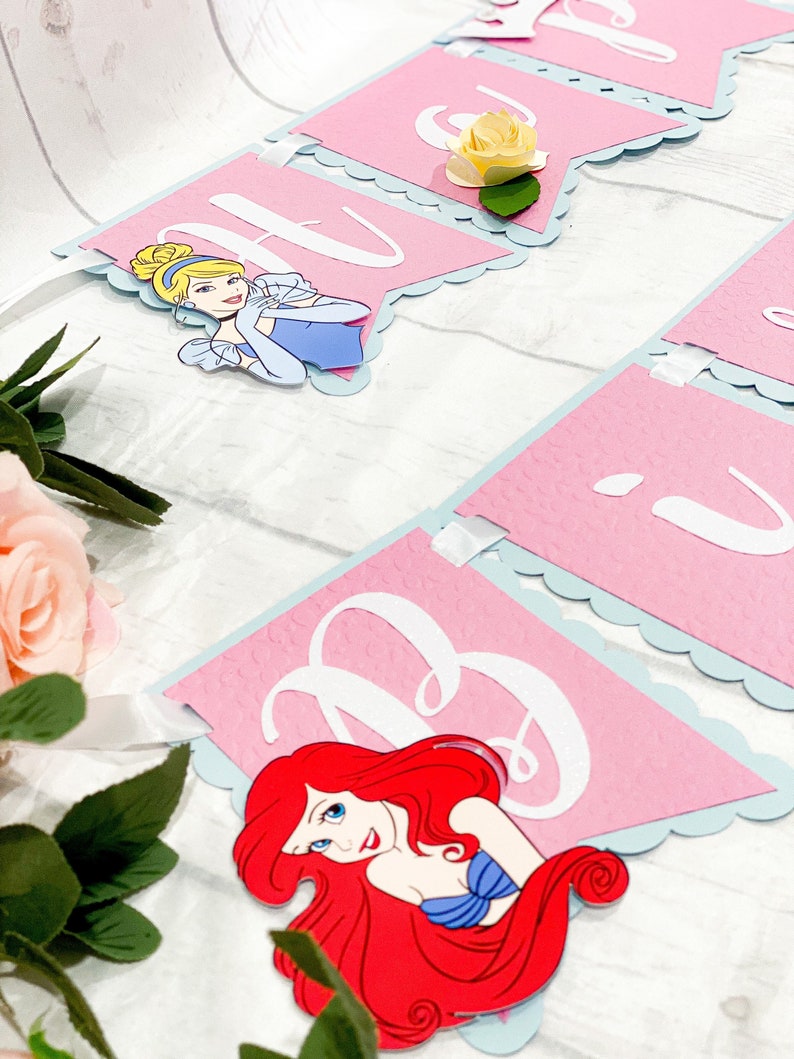 Happy Birthday Banner Disney Princesses Theme Party - Etsy