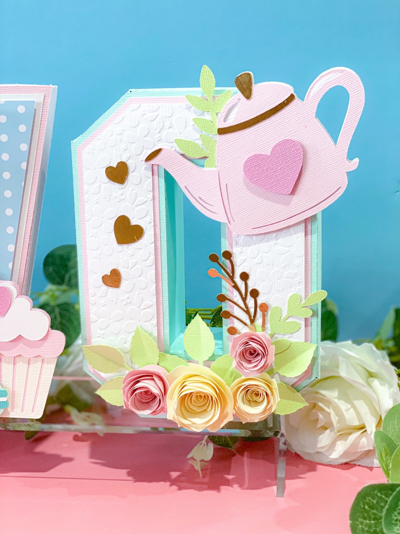Tea Party Theme 3D Letters | Teapot Party Theme | Floral Pink Gold ...