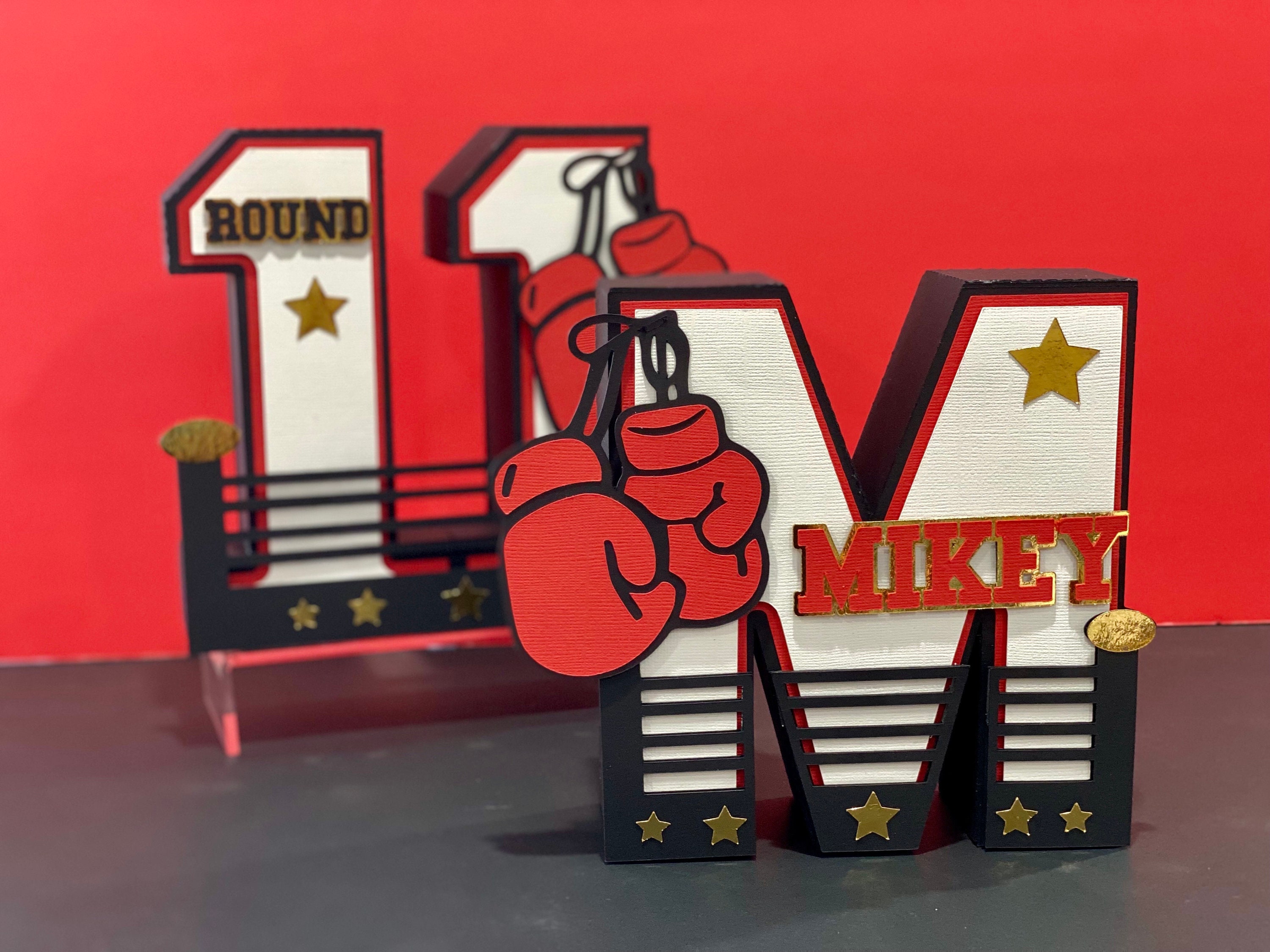 Boxing Theme 3D Letter or Number With Name | First Round Boxing Party ...
