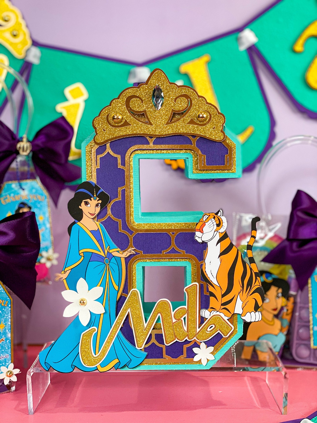 Jasmine Aladdin Princess 3D Letters or Numbers| Princess Party Theme ...