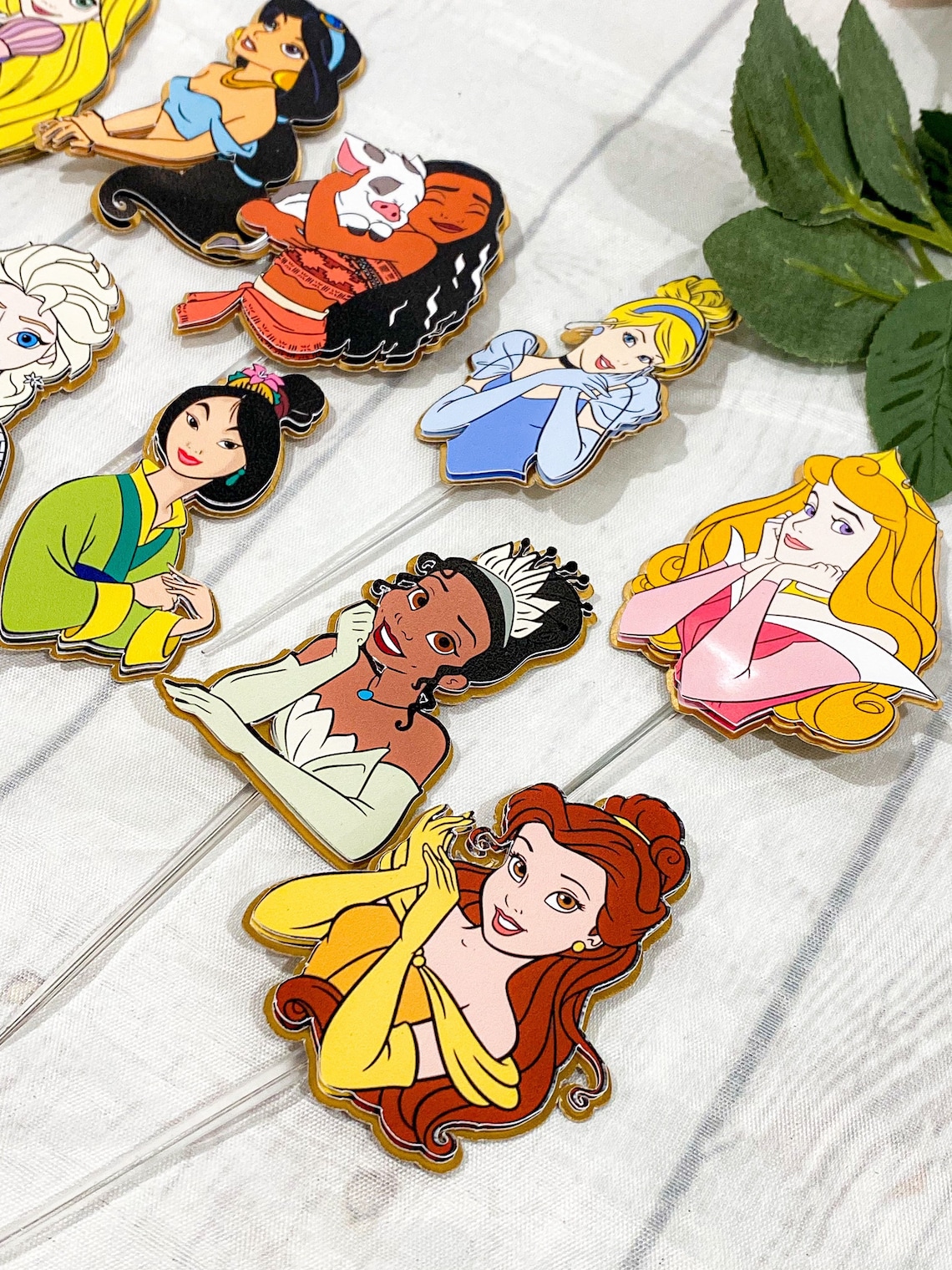 Set of 12 Cupcake Toppers | Disney Princesses Theme Party | Princess ...