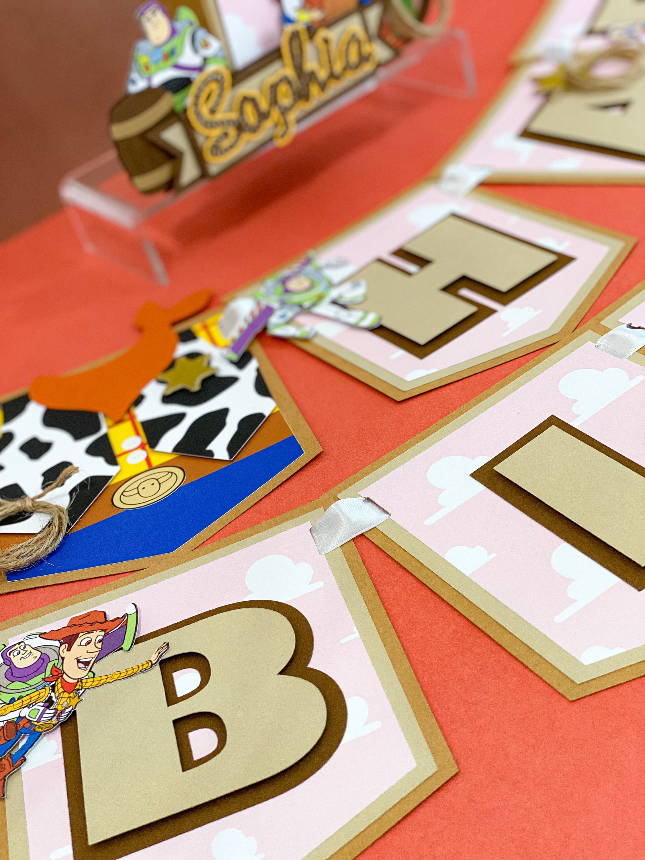 Pink Retro Toy Story Birthday Banner | Muted Personalized Birthday ...
