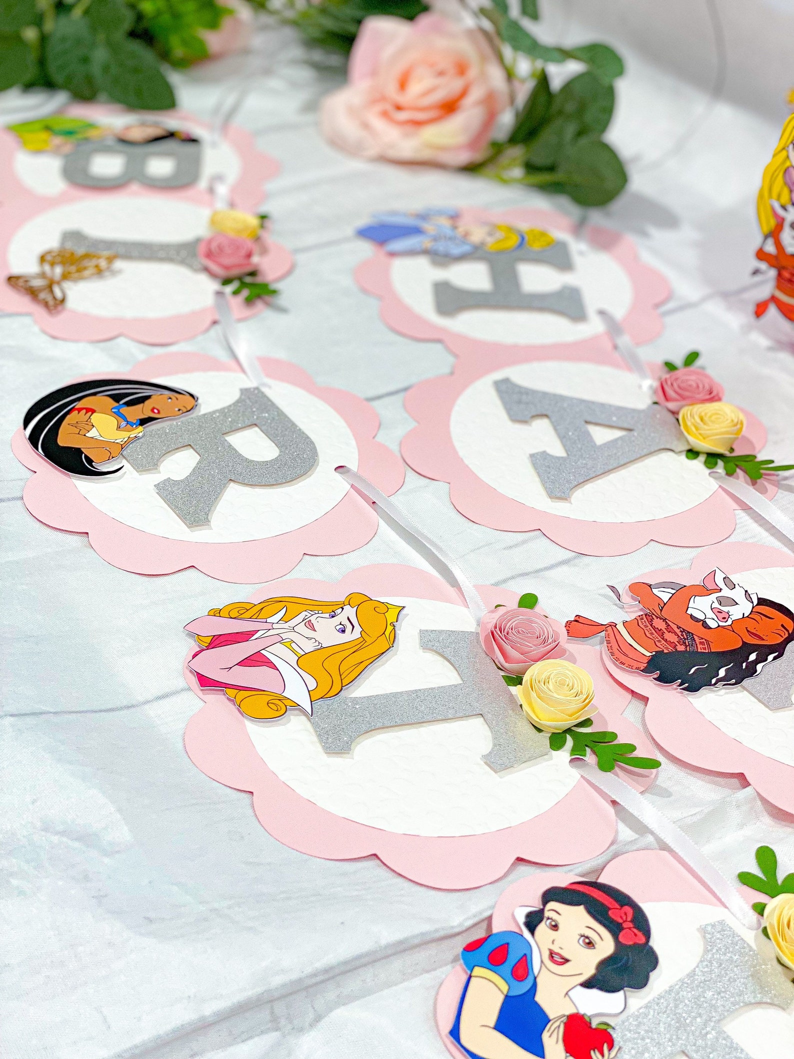 Princesses Happy Birthday Banner Disney Princesses Theme - Etsy