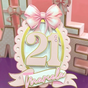 Coquette Bow Cake Topper | Pink Bow Shower Cake Topper | 21st Birthday ...