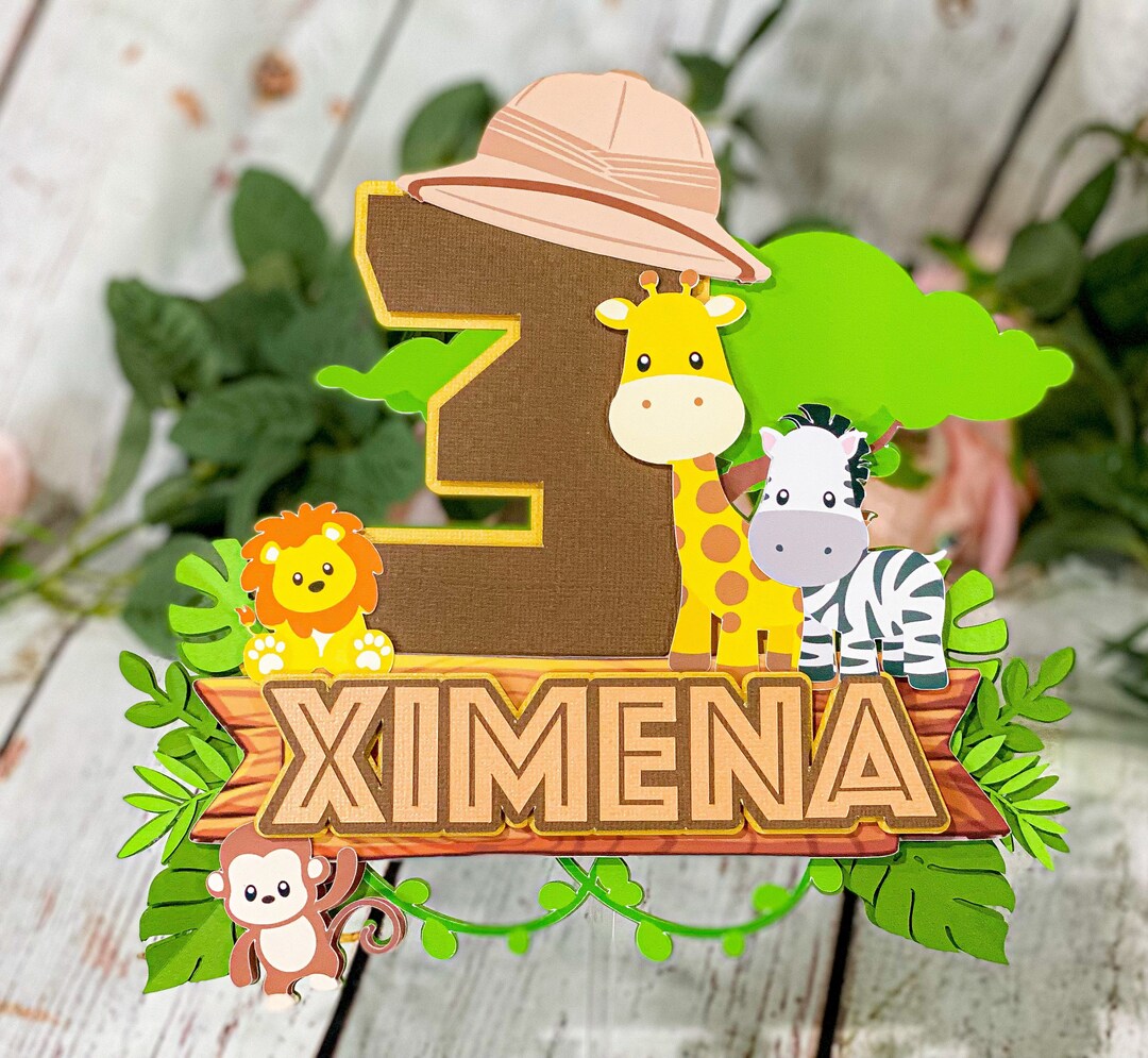 Safari Theme Cake Topper | Safari Jungle Party Decor | Personalized ...