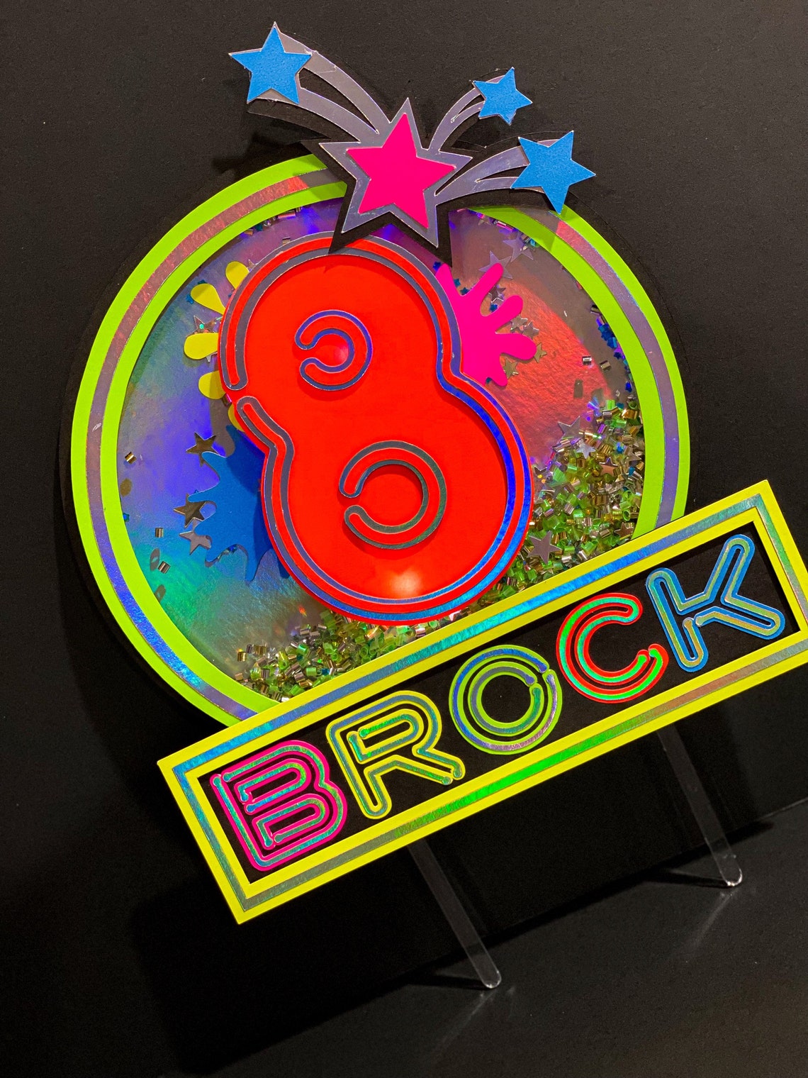 Neon Theme Cake Topper | Personalized Cake Topper | Glow in the Dark ...