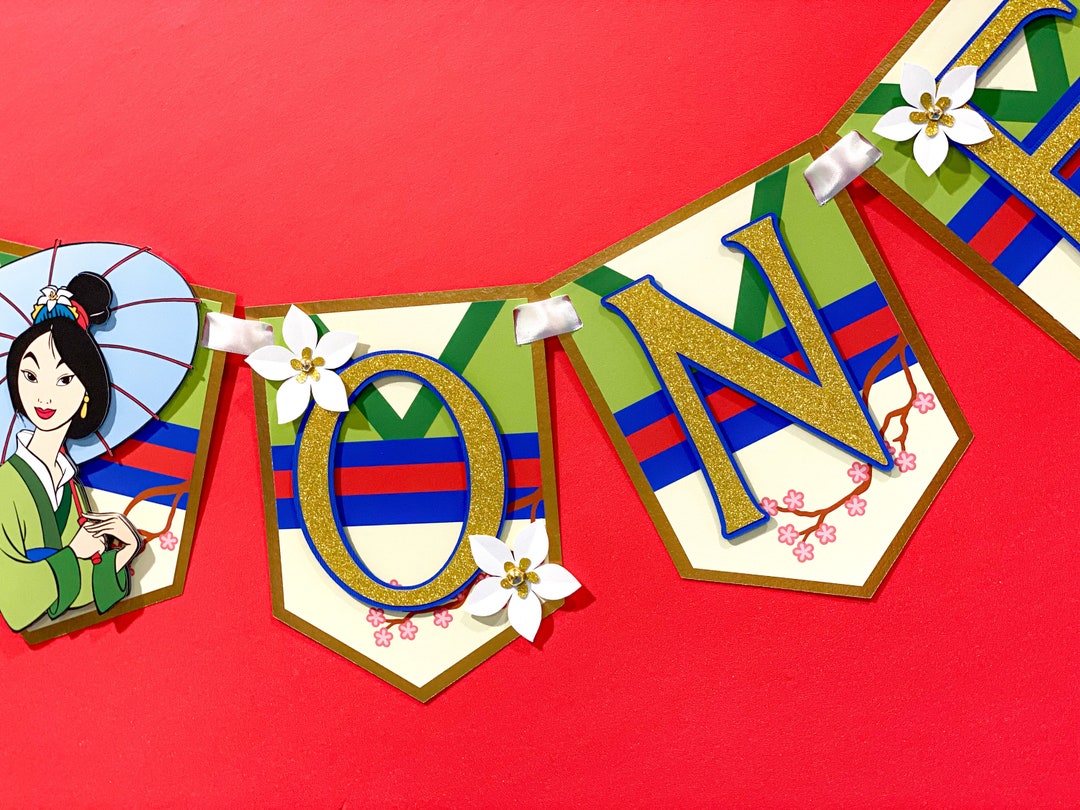 ONE High Chair Banner | Disney Princes Mulan Birthday Decor | Mulan ...